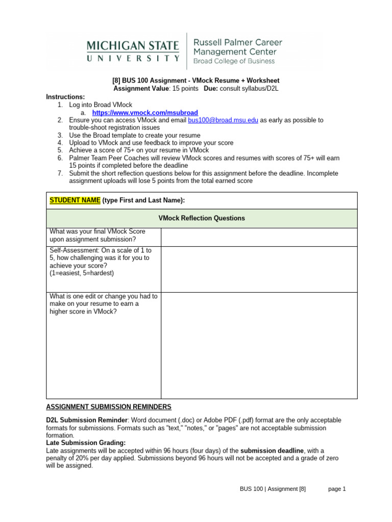 [8] VMock Resume + Worksheet | PDF