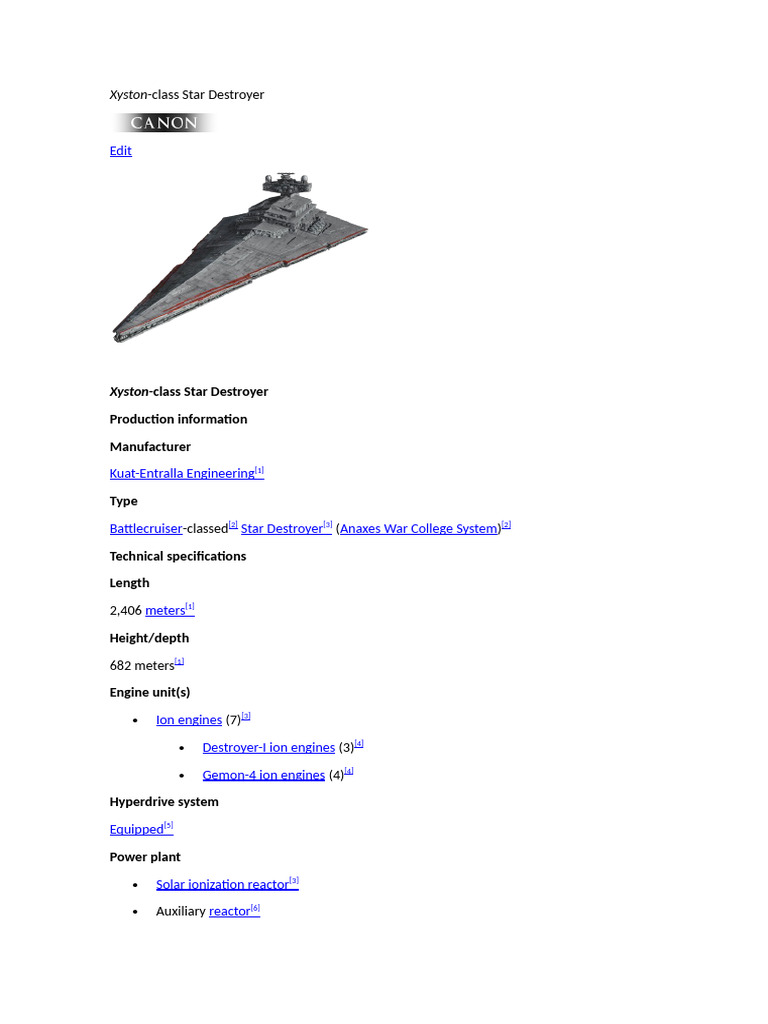 Xyston-Class Star Destroyer | PDF | Sith | Star Wars