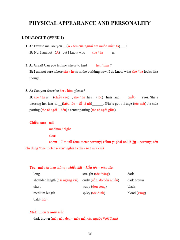 Speaking 12 Physical Appearance and Personalities | PDF