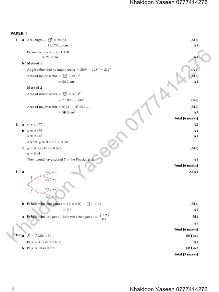 Exam Math AI SL P1 4 Ans | PDF | Elementary Geometry