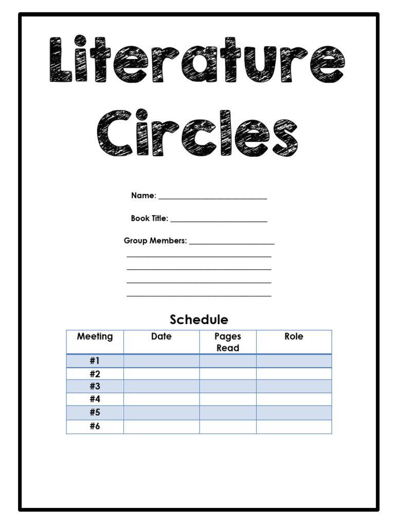 Literature Circles Meeting Guide | PDF | Books | Human Communication