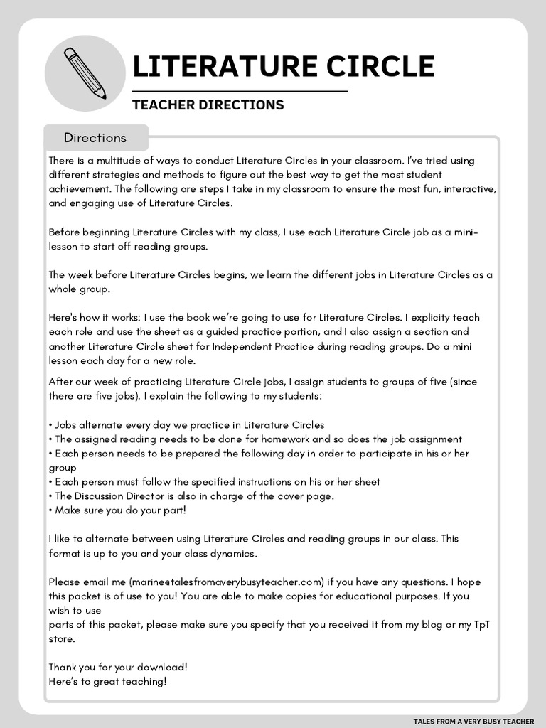 Mini Lessons for Literature Circles | PDF | Pedagogy | Education Theory