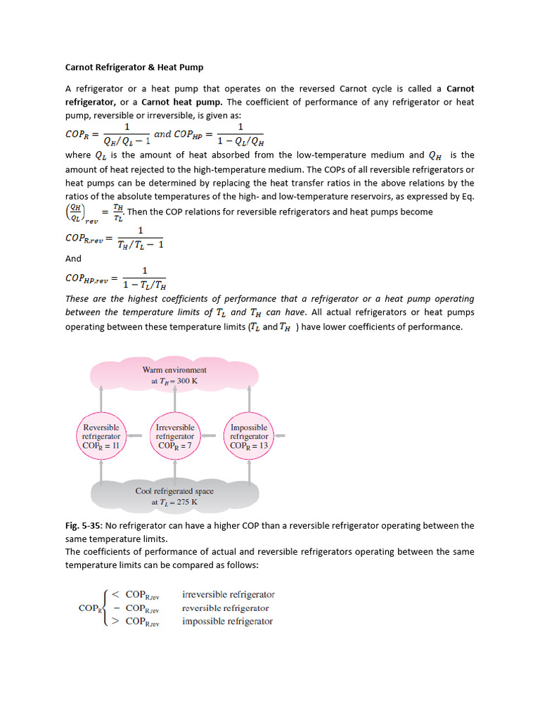 Carnot Heat Pump and Refrigerator COPs | PDF | Heat Pump | Heat