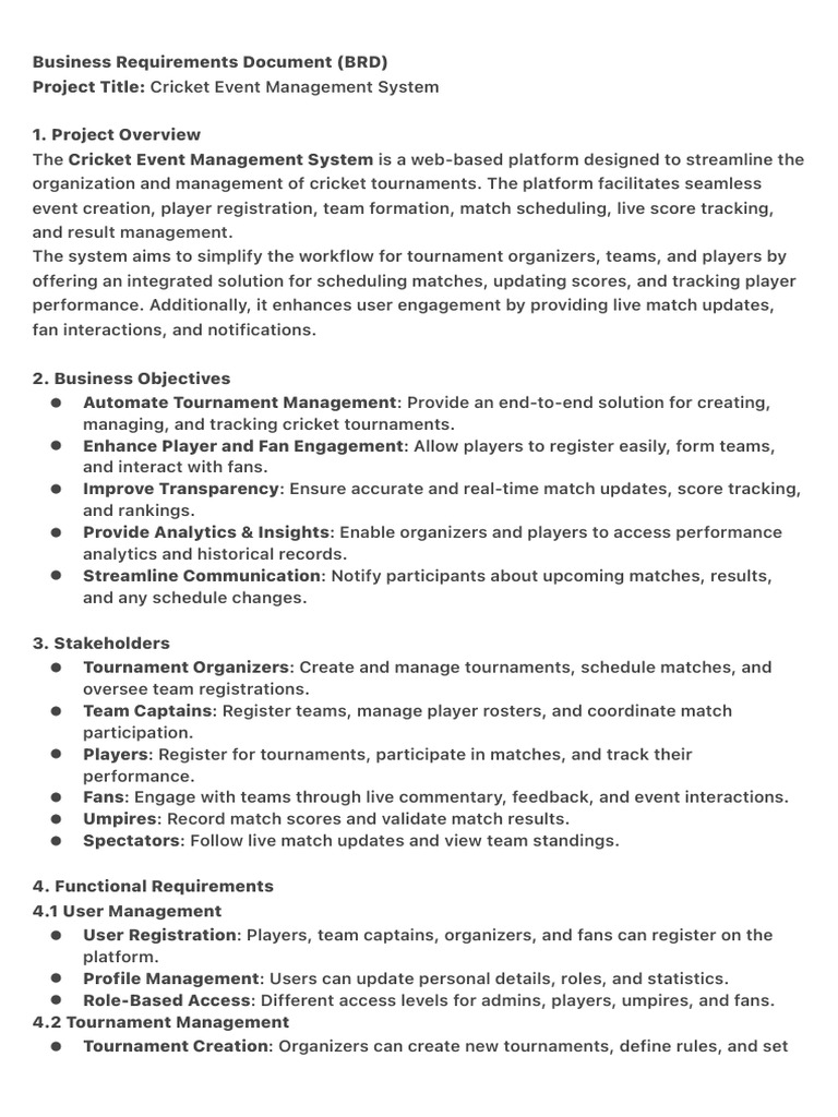 Business Requirements Document (BRD) | PDF | Usability | Databases