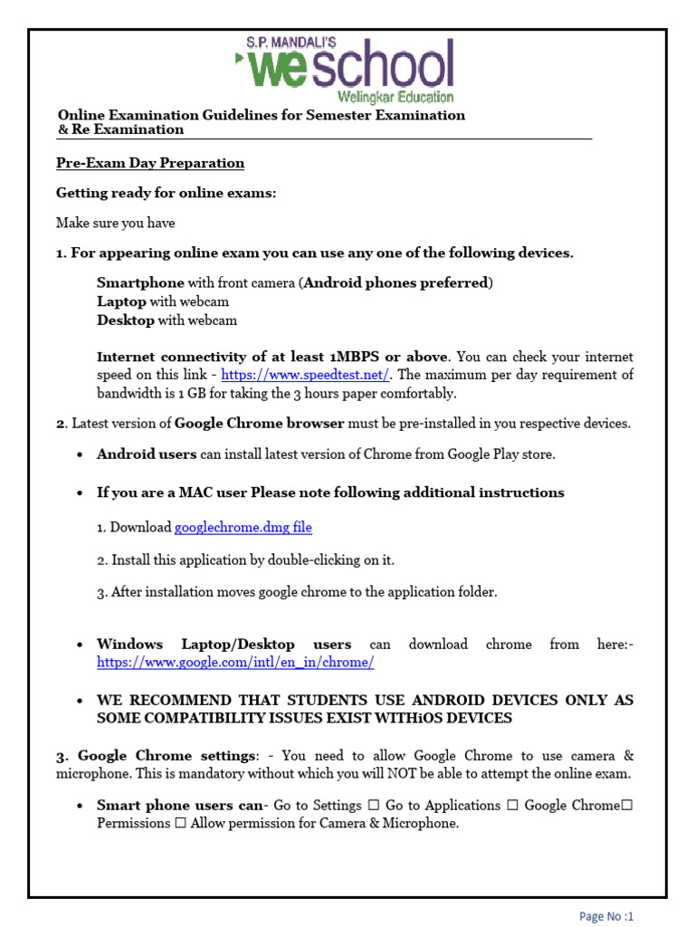 SOP For Online Exam | PDF | Android (Operating System) | Smartphone