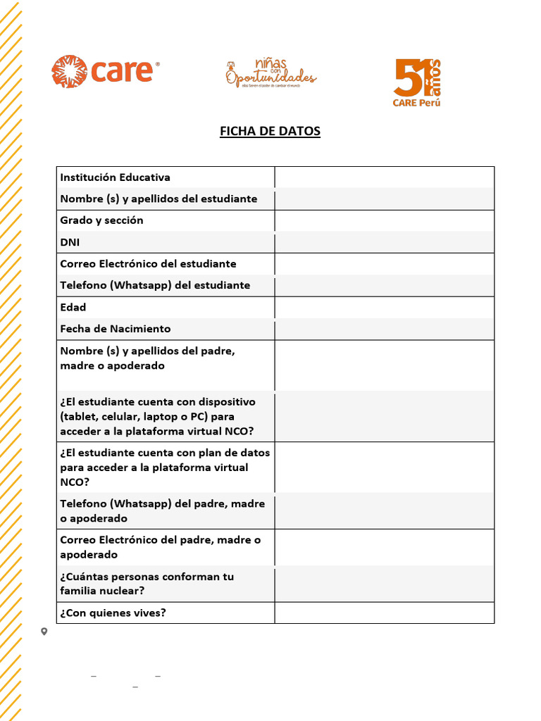 Ficha de Datos del Estudiante | PDF