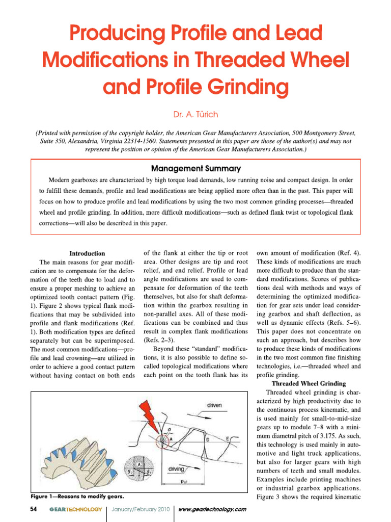 Gear Profile and Lead Producing | PDF