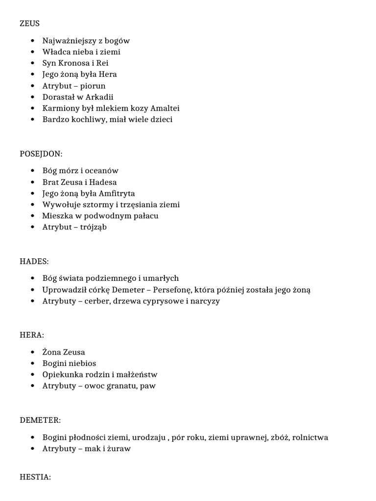 Bogowie Greccy | PDF