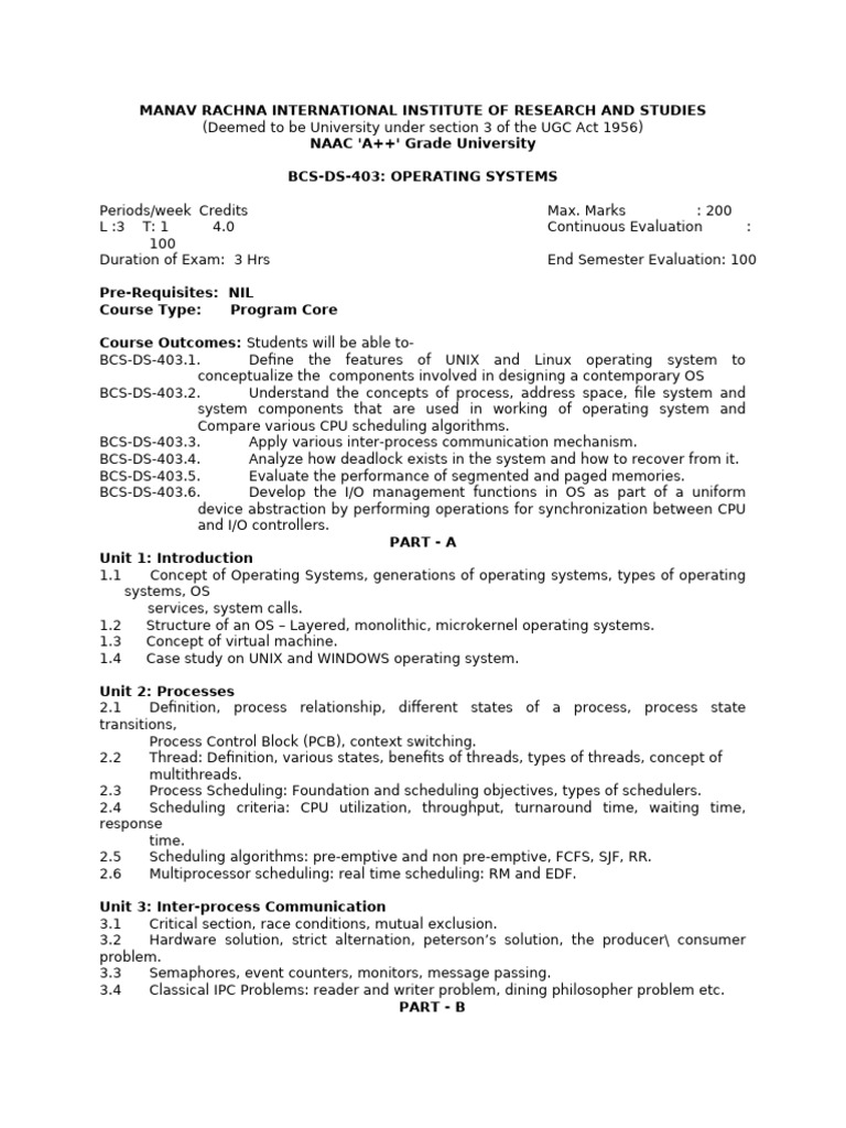 Operating System Theory Syllabus | PDF | Operating System | Scheduling (Computing)