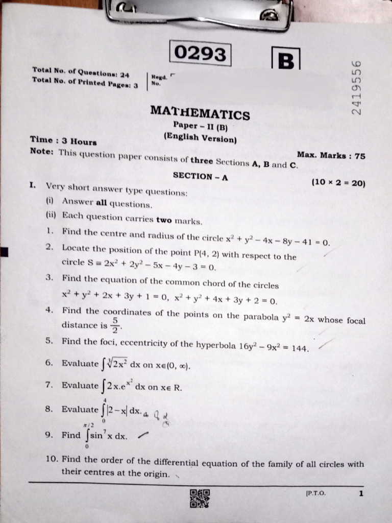 Math 2b 2nd Year QP March 15 2025 | PDF