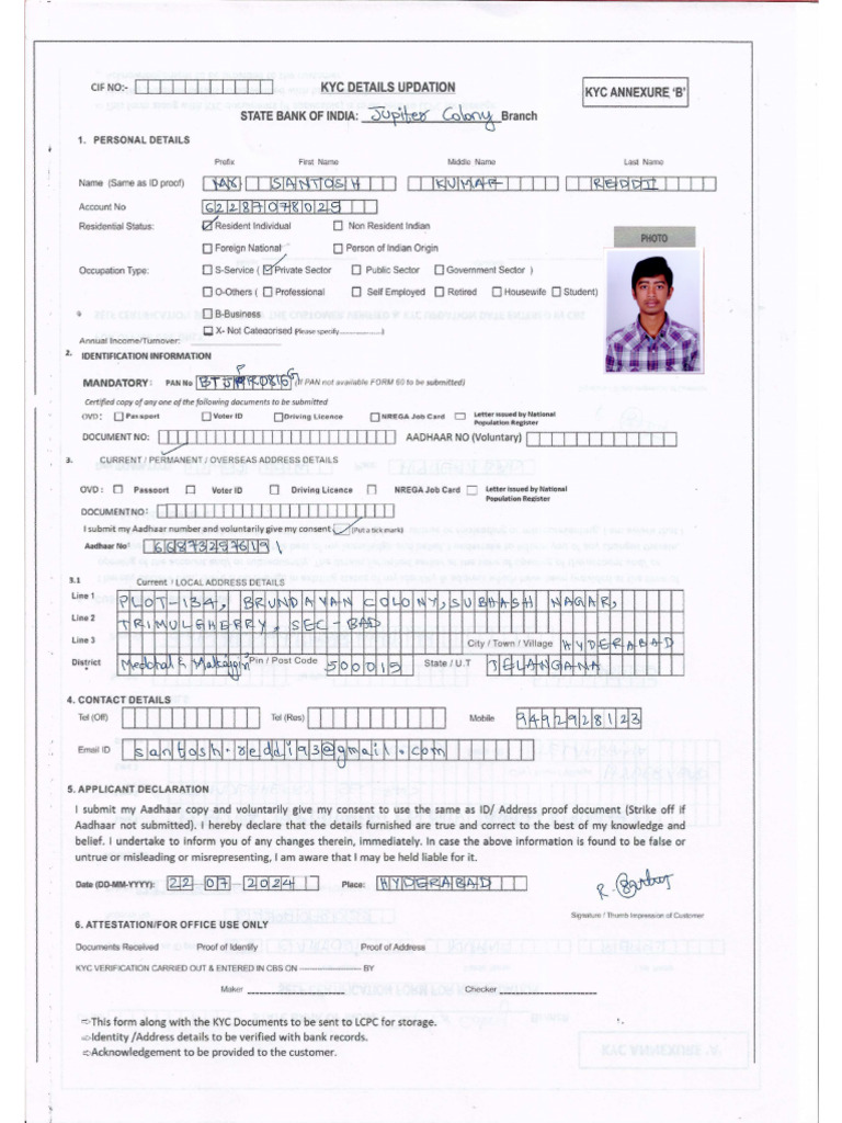 Sbi Kyc Annexure B | PDF