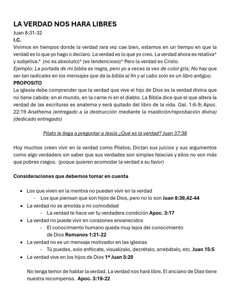 La Verdad Nos Hara Libres | PDF