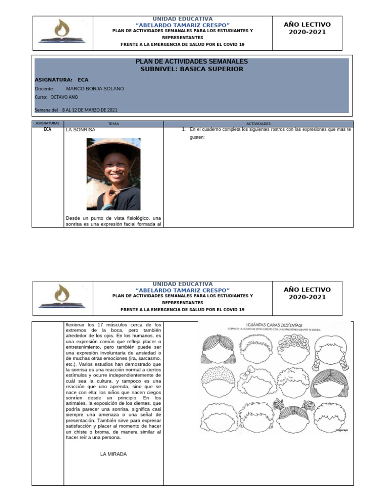 Octavo Eca | PDF | Sonrisa | Conceptos psicologicos