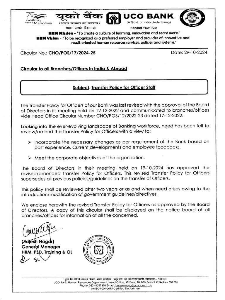 Revised Transfer Policy for Officers 2025 | PDF | Justice | Crime ...