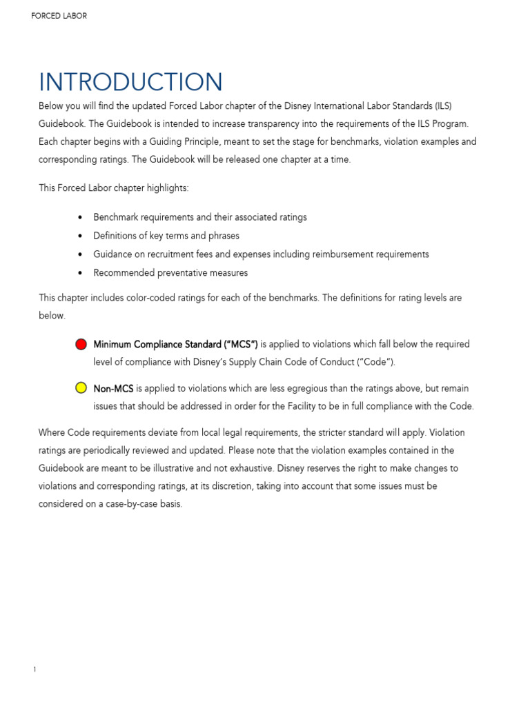 Disney's Forced Labor Compliance Standards | PDF | Employment | Labour ...