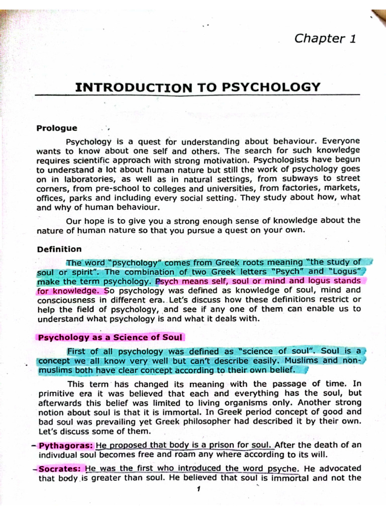 Chap 1 Introduction To Psychology | PDF