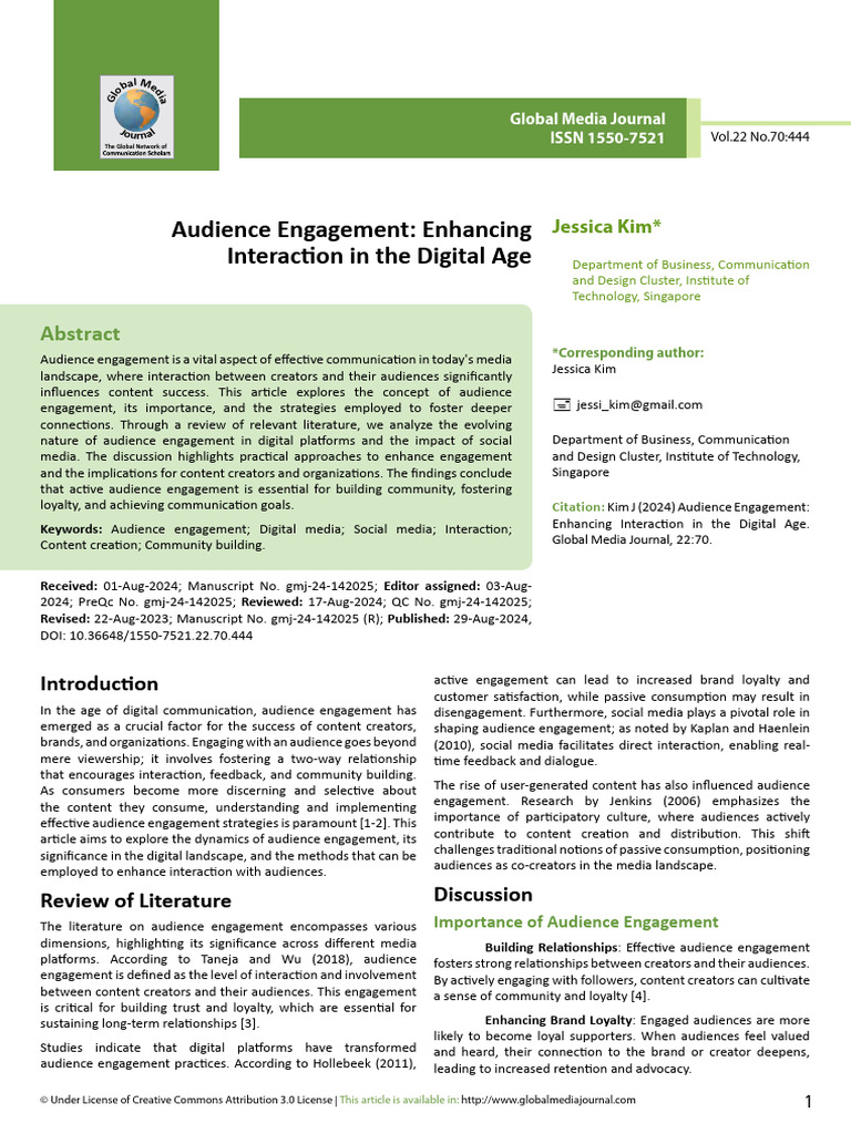 Enhancing Digital Audience Engagement | PDF | Social Media | Popular ...