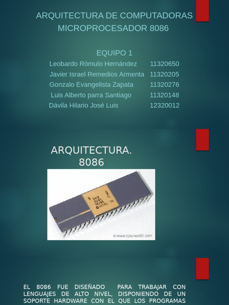 Equipo 1 - Intel 8086 | PDF | Poco | Puntero (Programación de computadora)