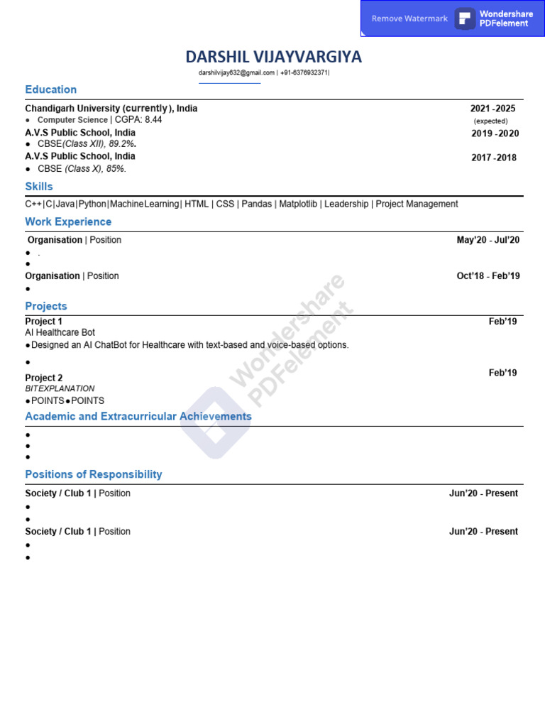 Template Nishant Chahar Resume | PDF