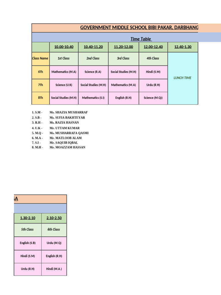Time Table | PDF