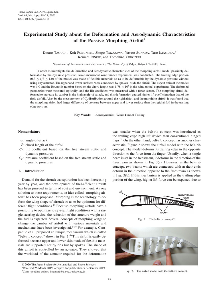 Experimental Study About The Deformation and Aerodynamic Characteristics of The Passive Morphing ...