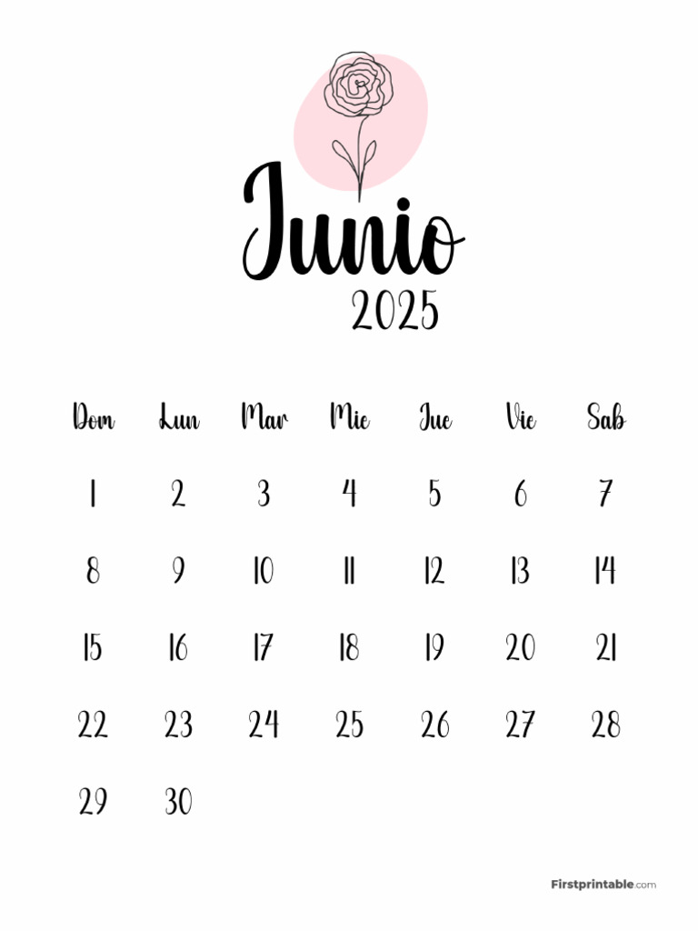 Spanish Cute Botanical June 2025 Calendar Firstprintable Com | PDF