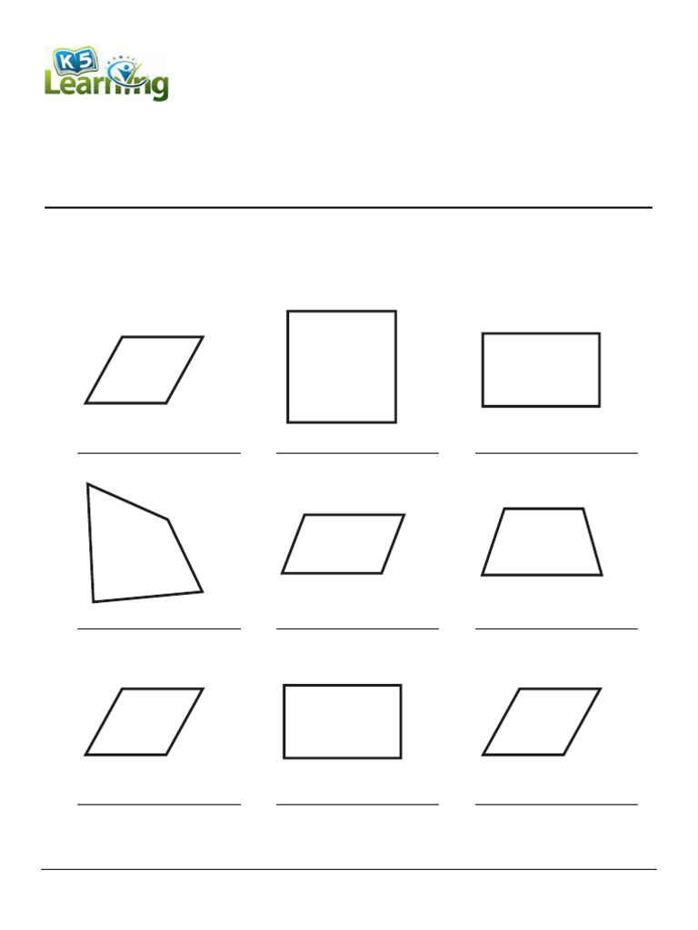 Grade 5 Geometry Classifying Quadrilaterals A | PDF