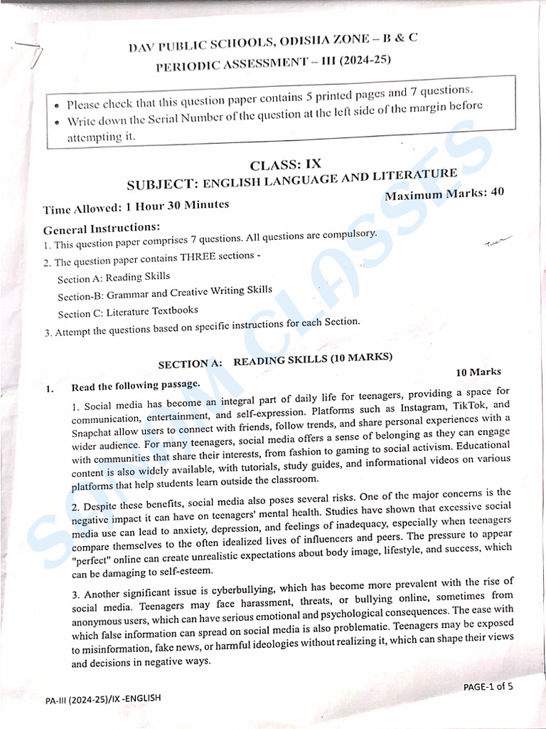 Class 9 Eng PT 2 | PDF