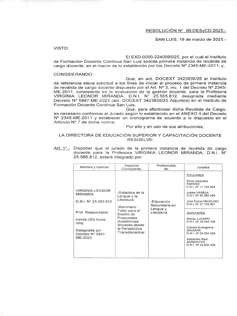 Resolucion N 06 Desycd-202519032025090605 | PDF
