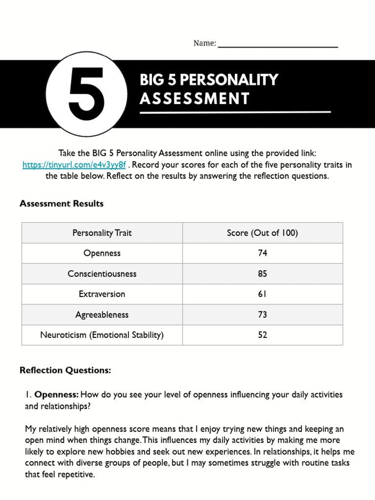 Big Five Personality Assessment Insights | PDF | Extraversion And ...