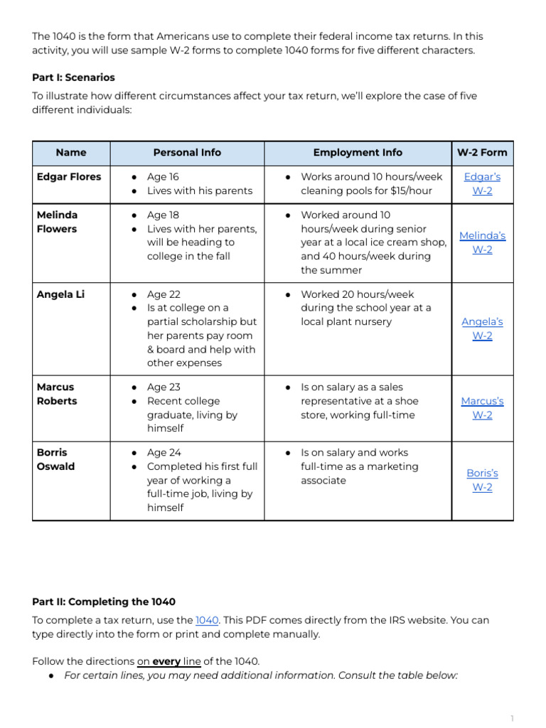 CALCULATE - Completing A 1040 | PDF | Irs Tax Forms | Taxation