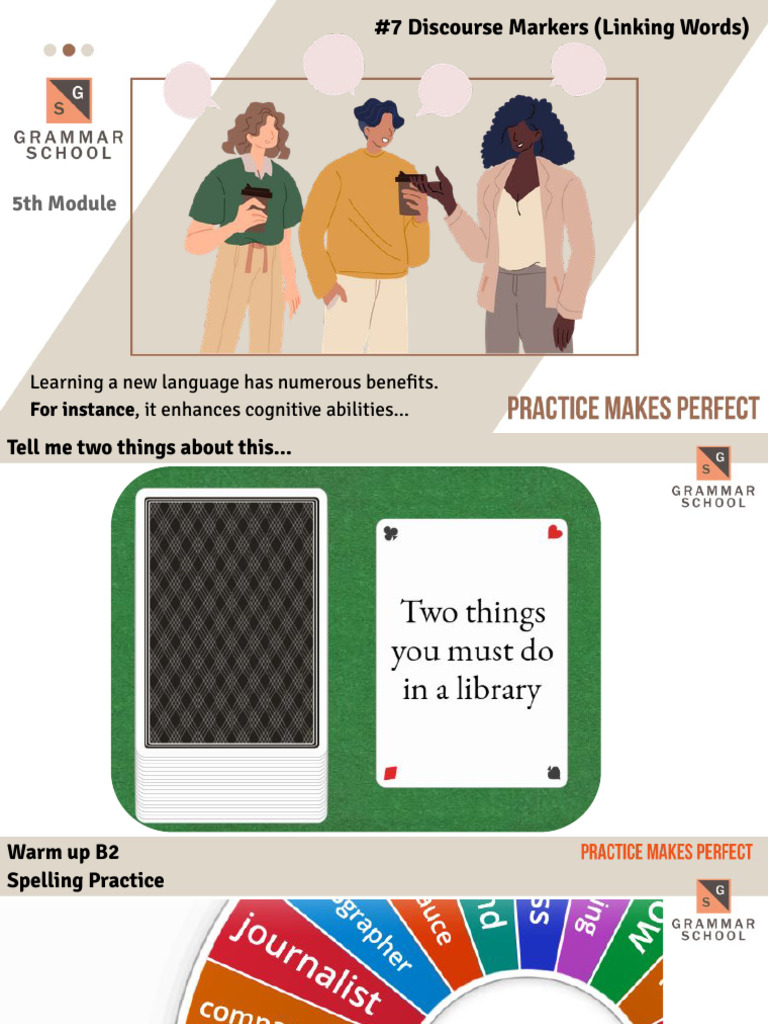 7pm - Discourse Markers (Linking Words) - Ms Lore | PDF