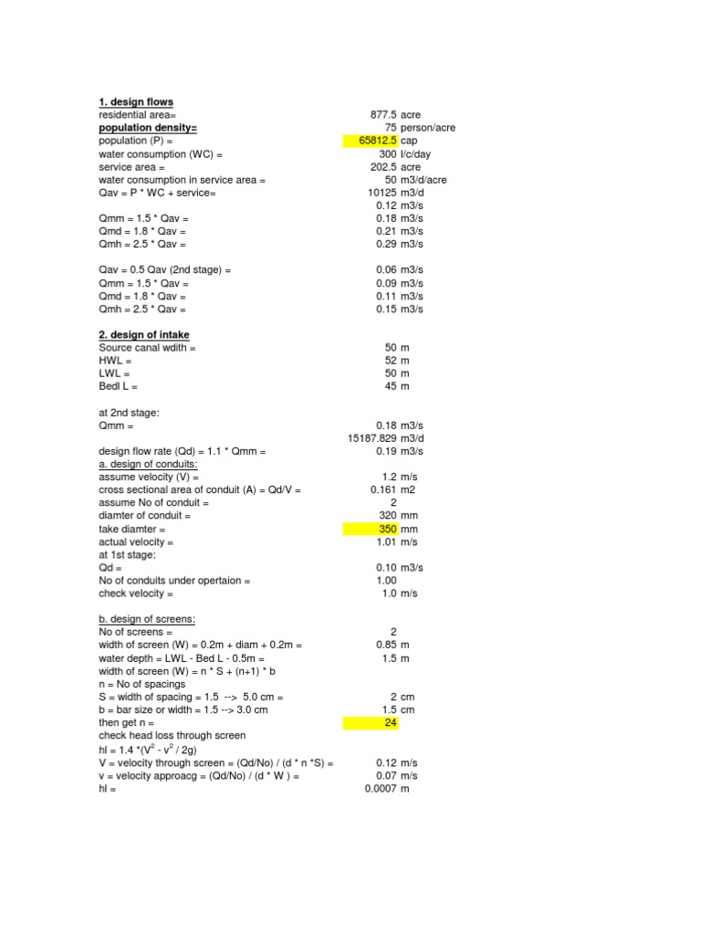 Design Of Wtp Pdf Filtration Chemical Engineering
