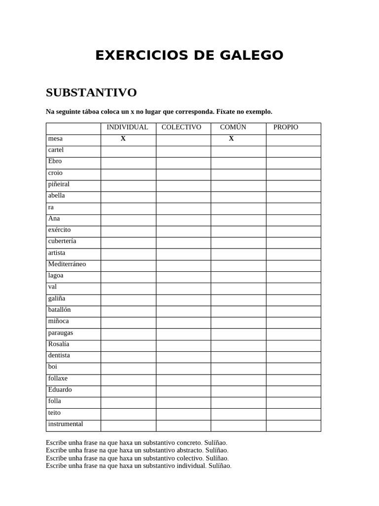 Exercicios de Galego | PDF