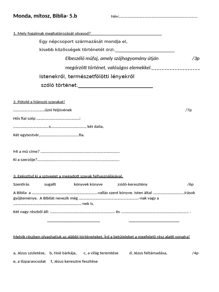 Monda, Mítosz, Biblia | PDF