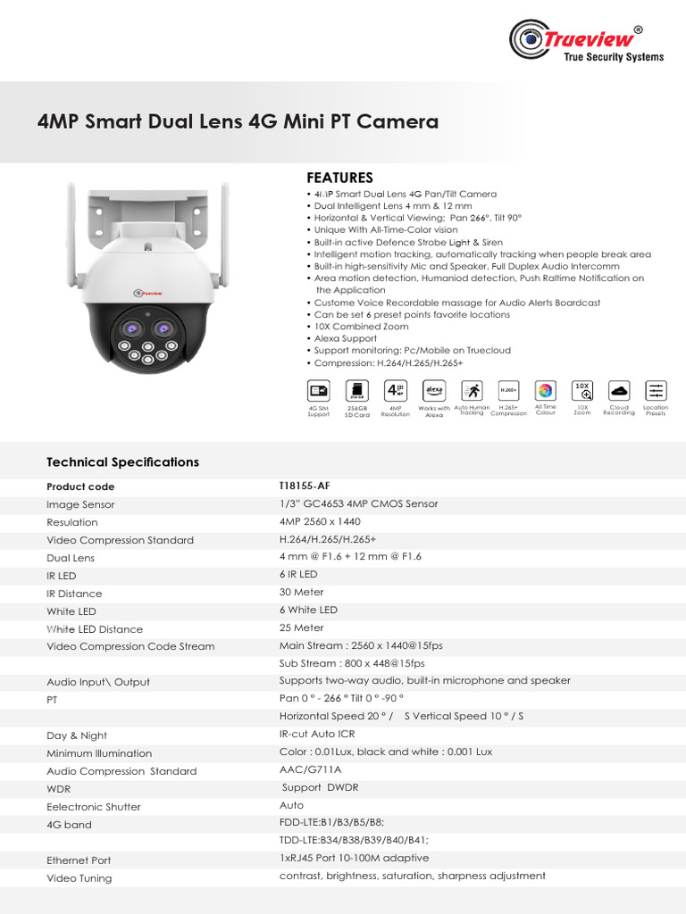 4MP 4G Dual Lens Pan Tilt Camera T18155 | PDF | Camera | Photography ...