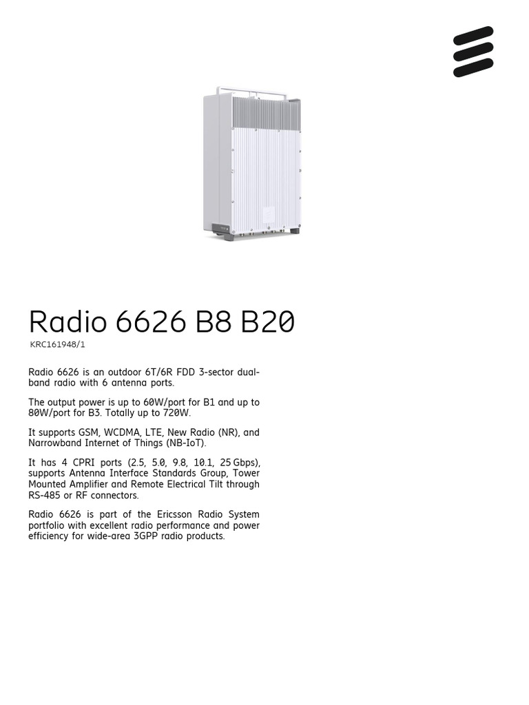 Ericsson Radio 6626 Specifications | PDF | Gsm | Wireless