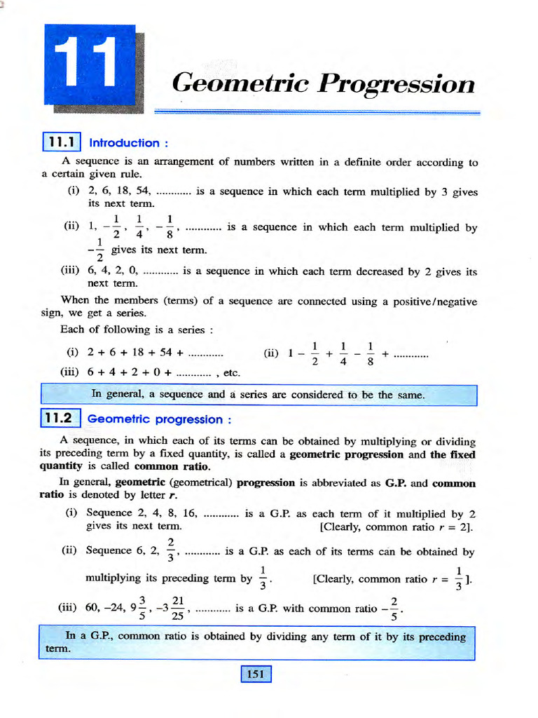 Chapter 11 Geometric Progression | PDF