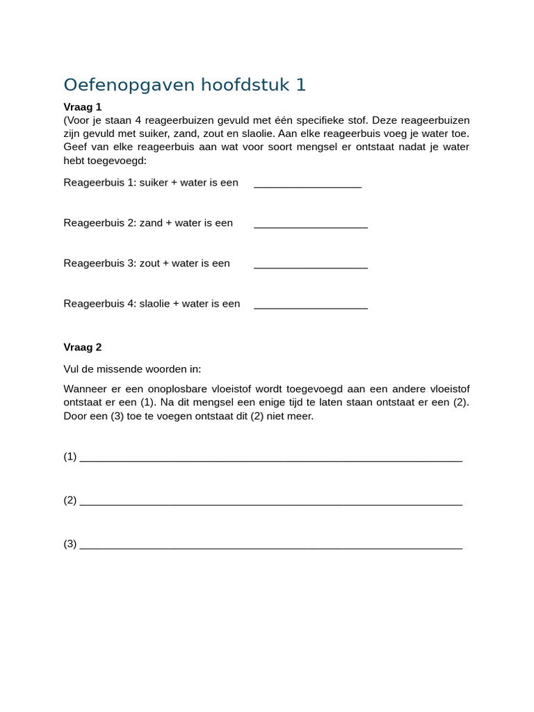 Oefenopgaven Hoofdstuk 1 | PDF