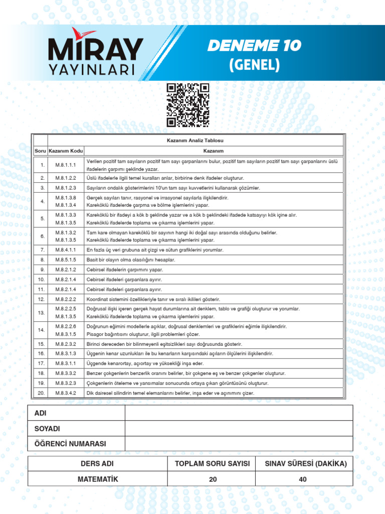 10 Sarmal Deneme 8s | PDF