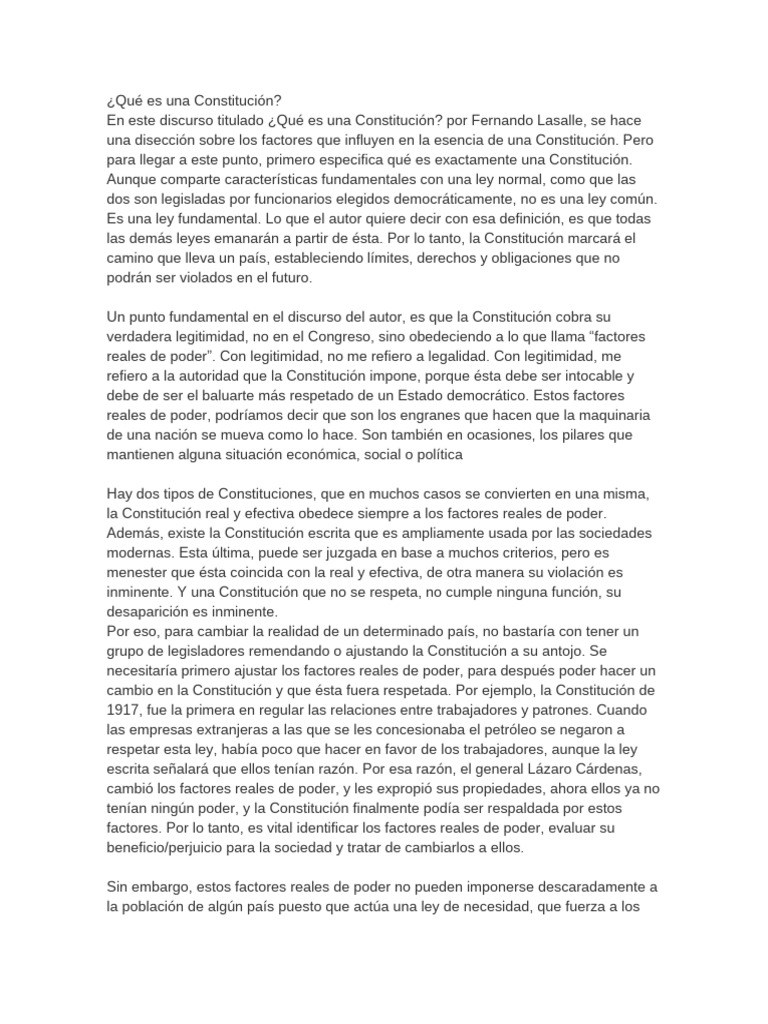 Esencia y Poder de la Constitución | PDF | Constitución | Democracia