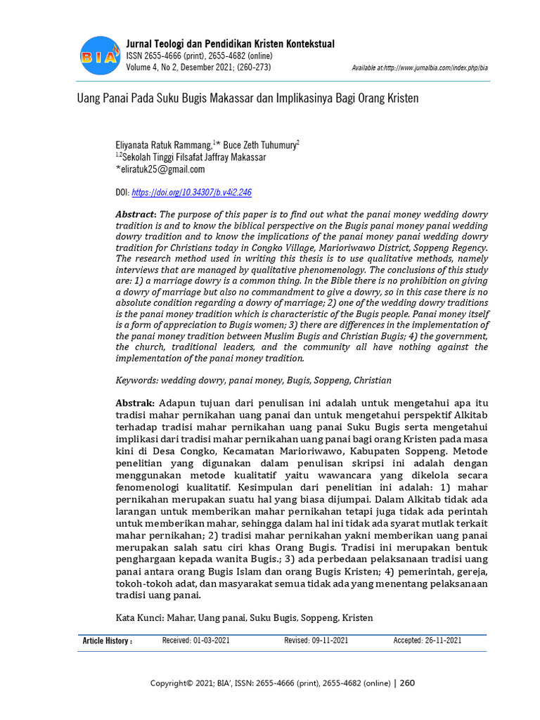 Uang Panai Dan Suku Bugis | PDF