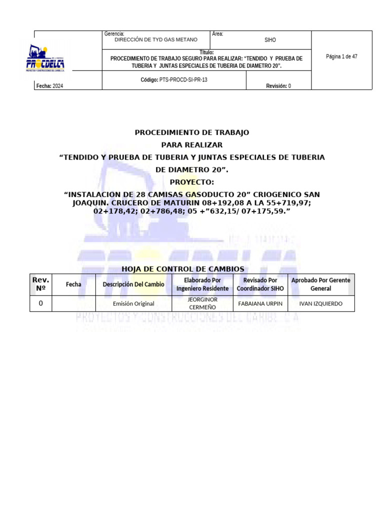 13.-Pts-Procd-13 Tendido de y Prueba Juntas Especiales de Tuberia Diam ...