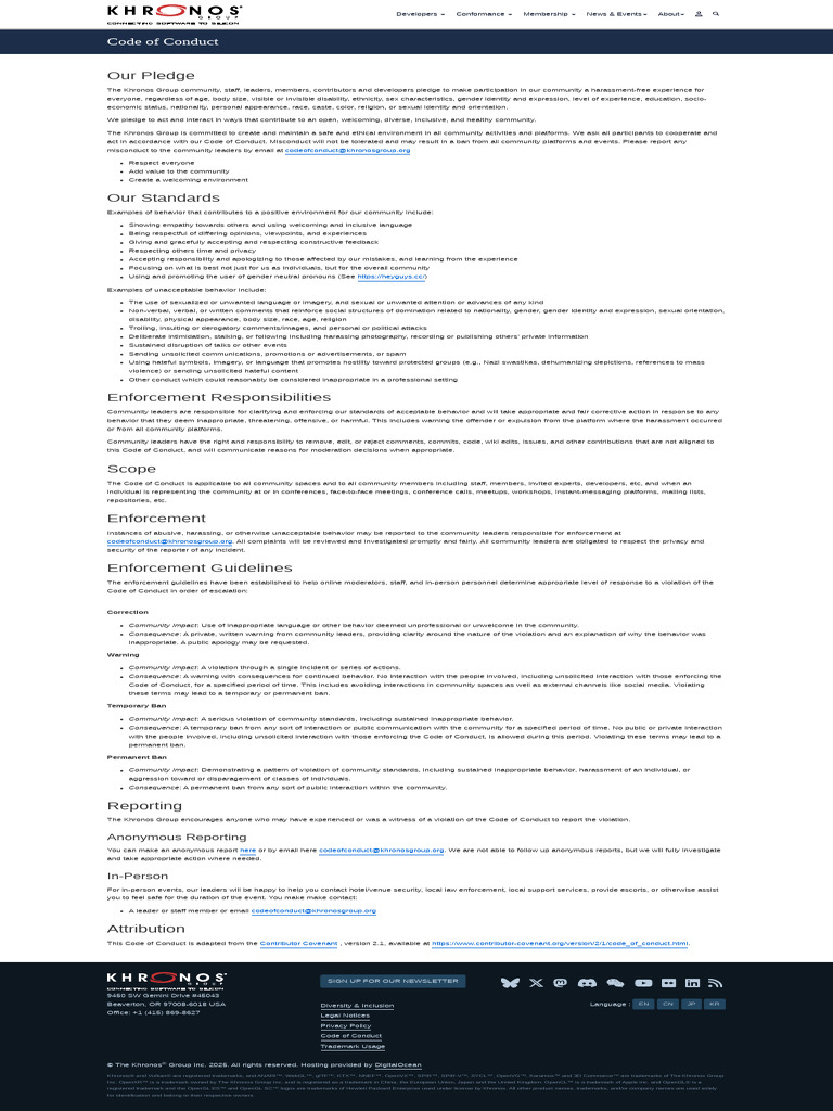 Khronos Org About Code of Conduct | PDF | Social Psychology