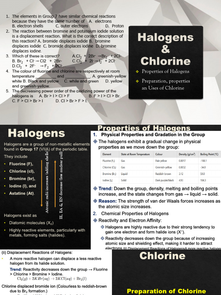 Halogens and Chlorine | PDF | Chlorine | Hydrochloric Acid