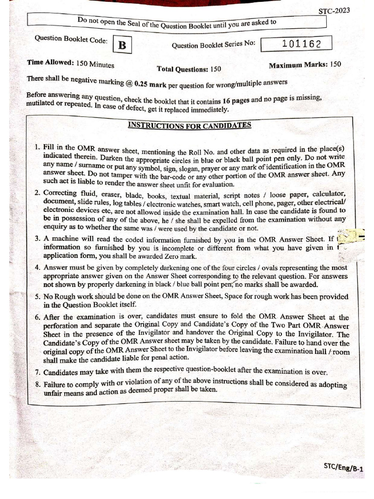 Ossc Ctsre 2023 Prelims Paper | PDF