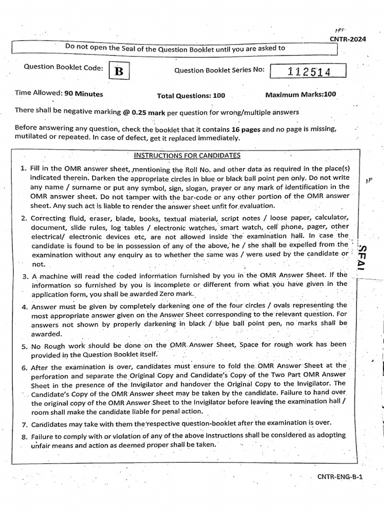 OSSC Traffic Constable - 2024 Prelim Question Paper | PDF