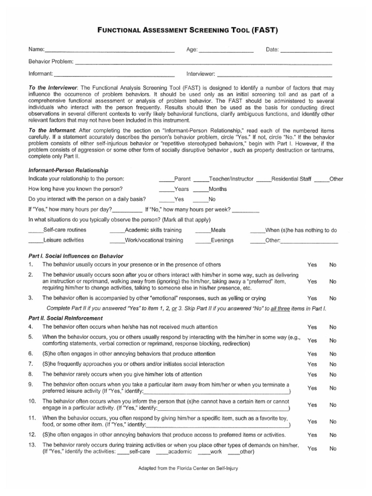 FAST (Functional Assesment Screening Tool) | PDF