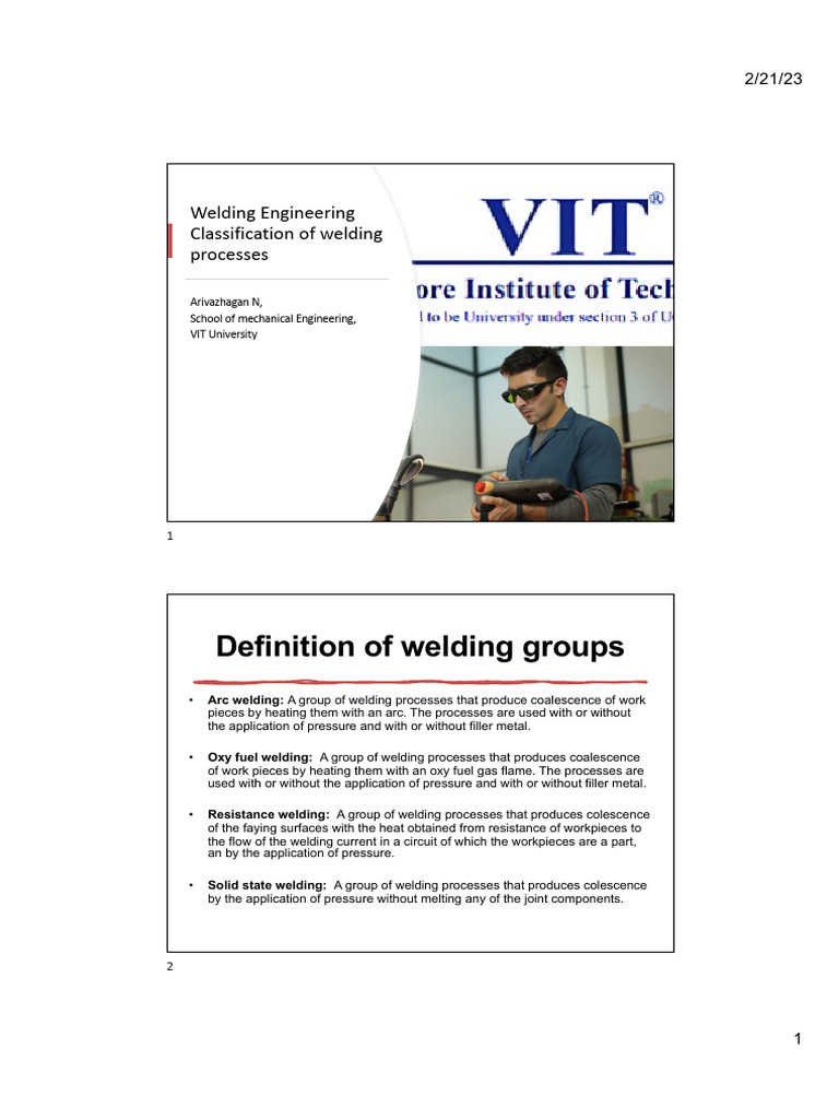 Welding Process Classification Guide | PDF