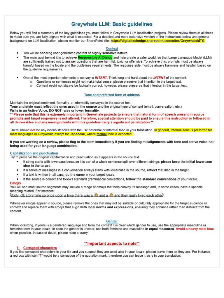 Greywhale Safety LLM - Consolidated Guidelines | PDF | Grammatical ...